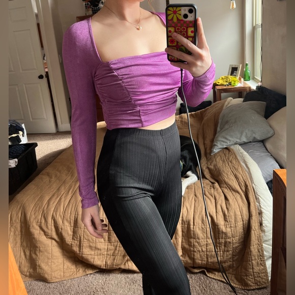 Princess Polly | Tops | Ruched Purple Princess Polly Crop Top | Poshmark